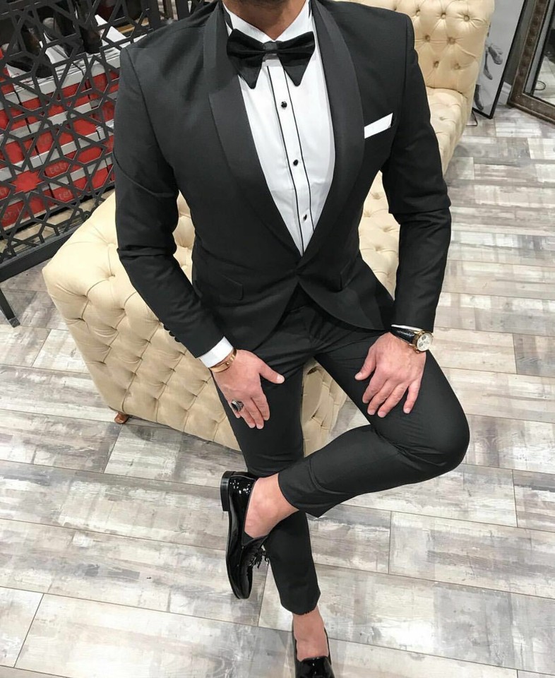 Designer Tuxedo Wedding Party Gala Black Men's Suits Jacket Fitted | eBay