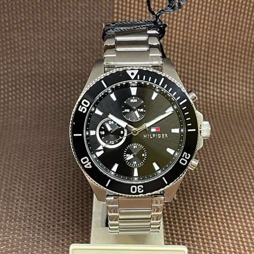 Tommy Hilfiger 1791916 Larson Black Analog Stainless Steel Men's Dress ...