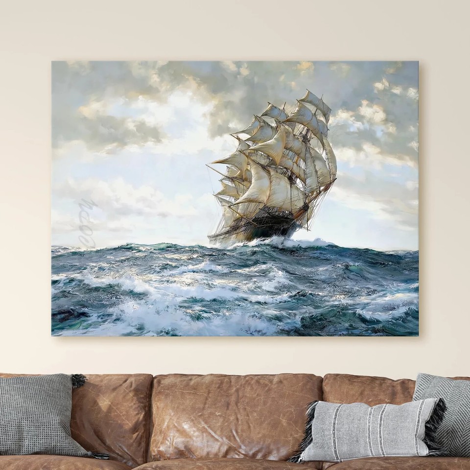 The Proud Ship by Montague Dawson Coastal Ocean Boats Canvas Print Wall Art | eBay