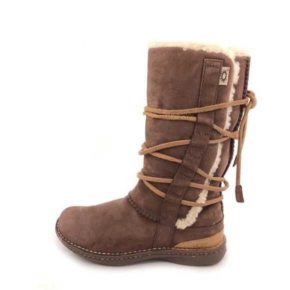 UGG Catalina Sheepskin Winter Boots Womens Size 7 Brown Leather ...