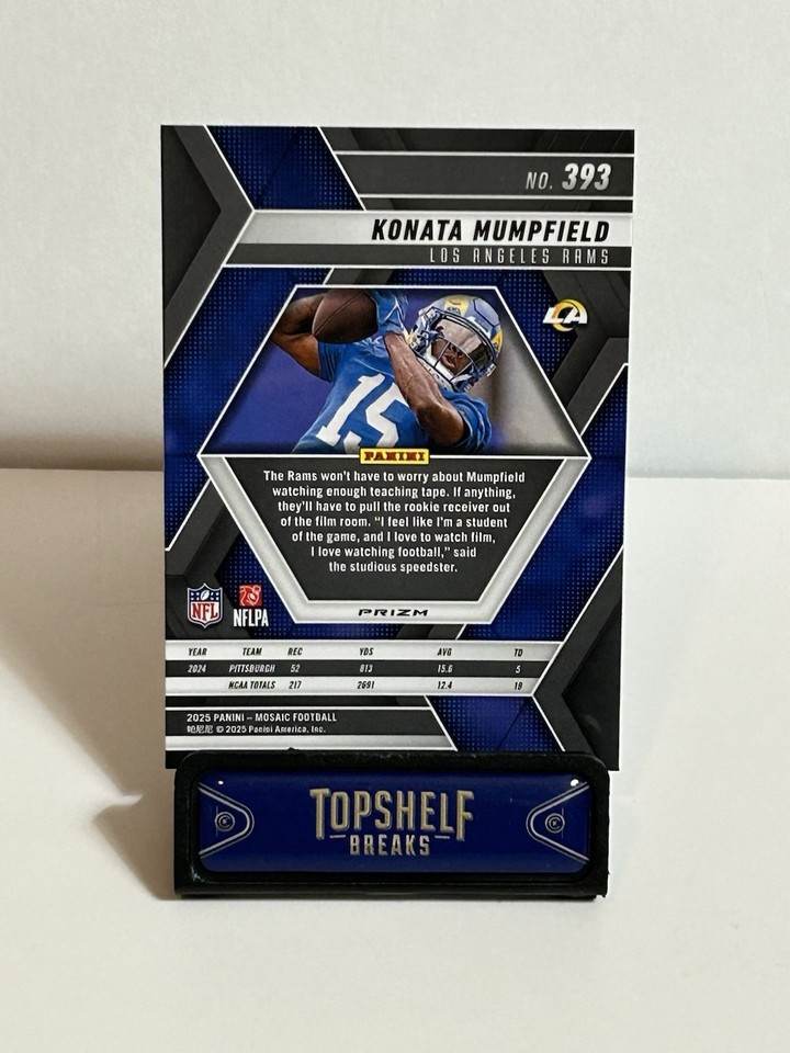 2025 Panini Mosaic - Konata Mumpfield RC #393 Purple Scope SP Rams | eBay
