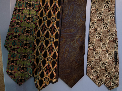 (3) BRIONI (Italy) Gentlemen's Print Silk, Designer Dress Ties, Talbot ...