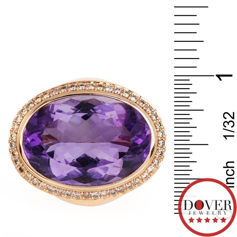 Estate Diamond 16.26ct Amethyst 14K Gold Large Oval Cut Ring 16.3 Grams NR | eBay