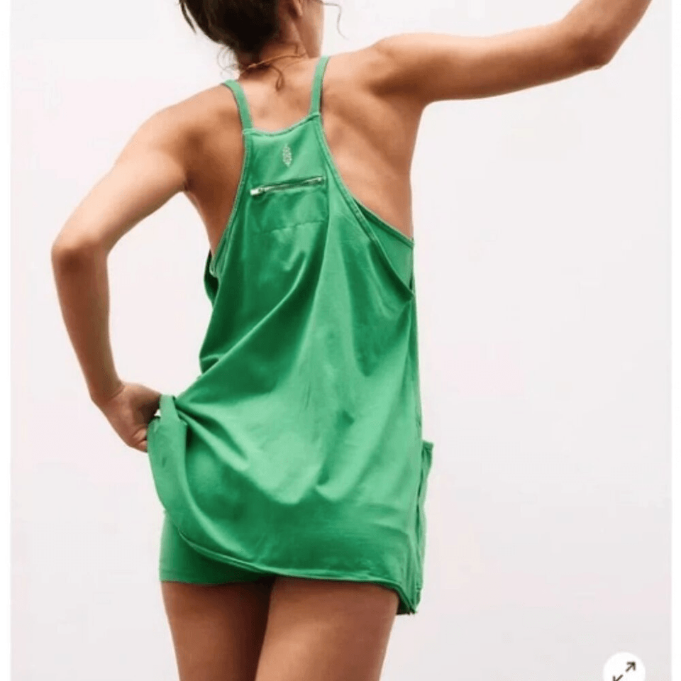 Free People Movement Hot Shot Mini Dress Tennis Romper Skort Green Sz ...