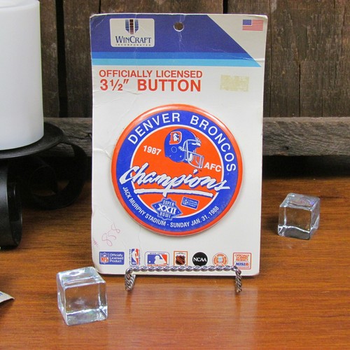 Vintage NFL NOS Team Button Denver Broncos Champions 1987 pin pinback ...