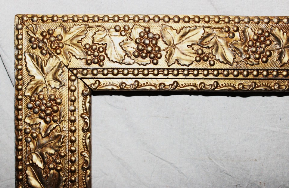 ANTIQUE FITS 15 X 19" PICTURE FRAME GOLD GILT BAROQUE WOOD VICTORIAN ...