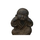Oriental Gray Stone Little Lohon Monk Covering Ears Statue ws3627 | eBay