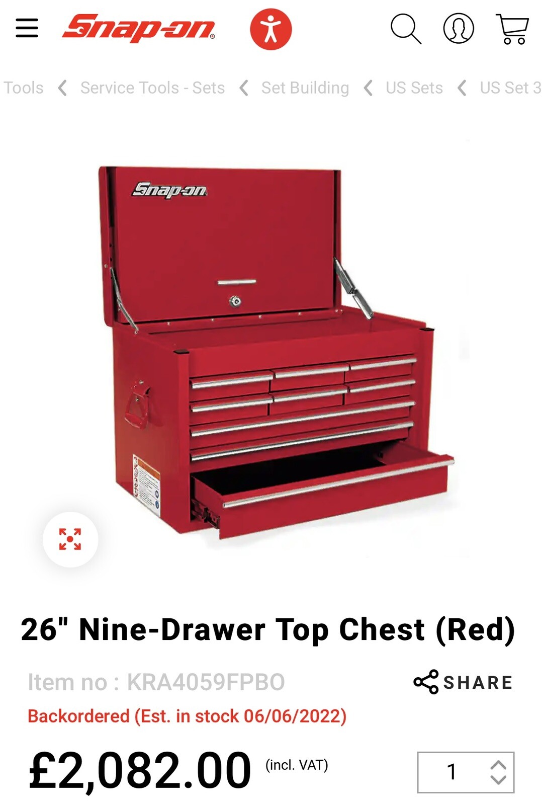 red snap on top tool box 9 draws | eBay