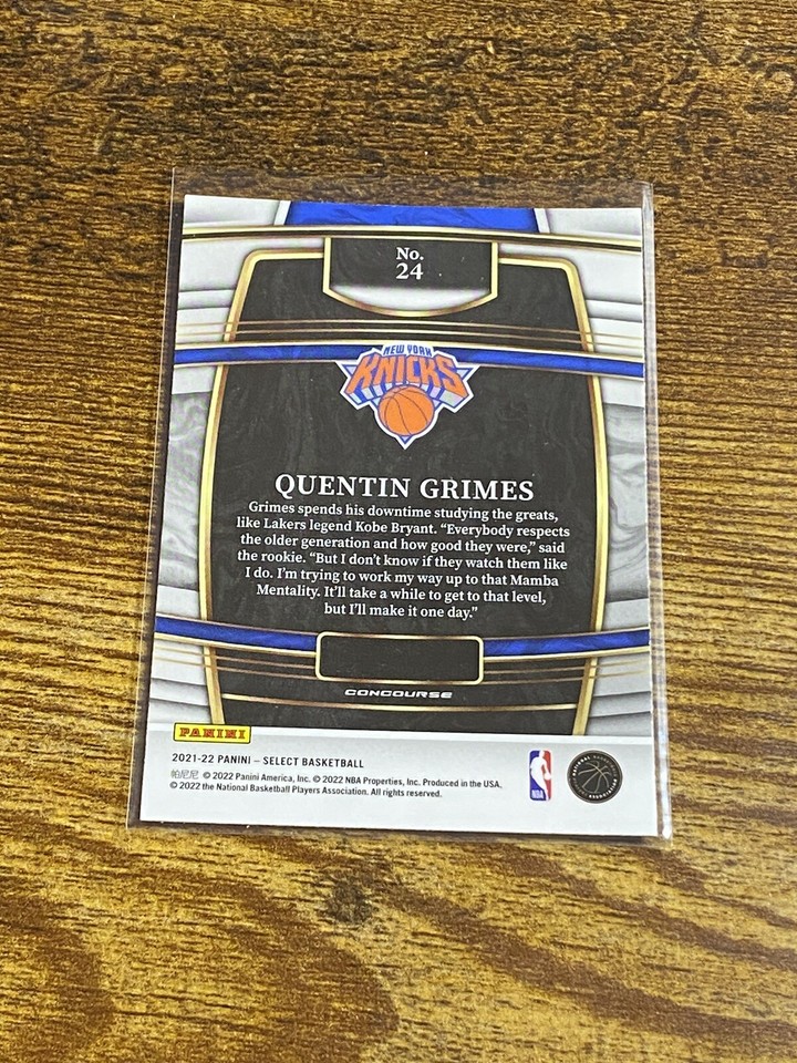 2021-22 PANINI SELECT BASKETBALL CONCOURSE RC QUENTIN GRIMES NEW YORK ...