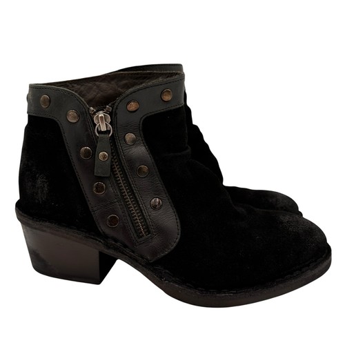 Fly London Black Suede Duke Studded Women's Boots Booties Size 39 / 8 ...