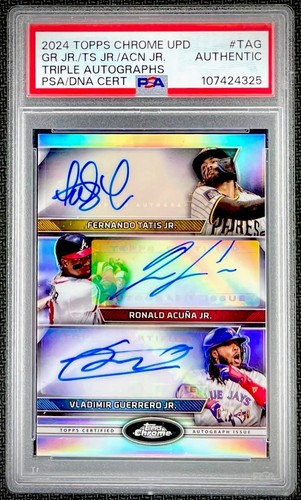 TATIS/ACUNA/GUERRERO Jr.Triple Auto/10-2024 Topps Chrome Update-PSA ...