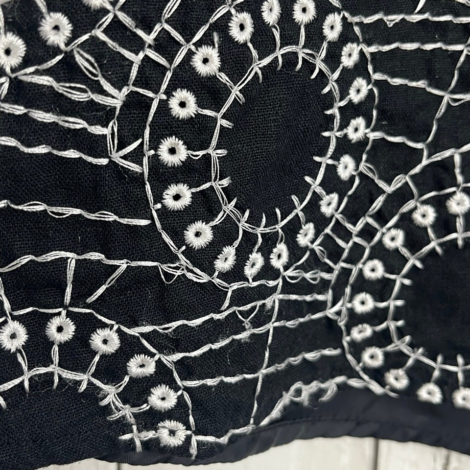 Richard Malcolm Black White Linen Blend Lined A Line Whimsical Witchy ...