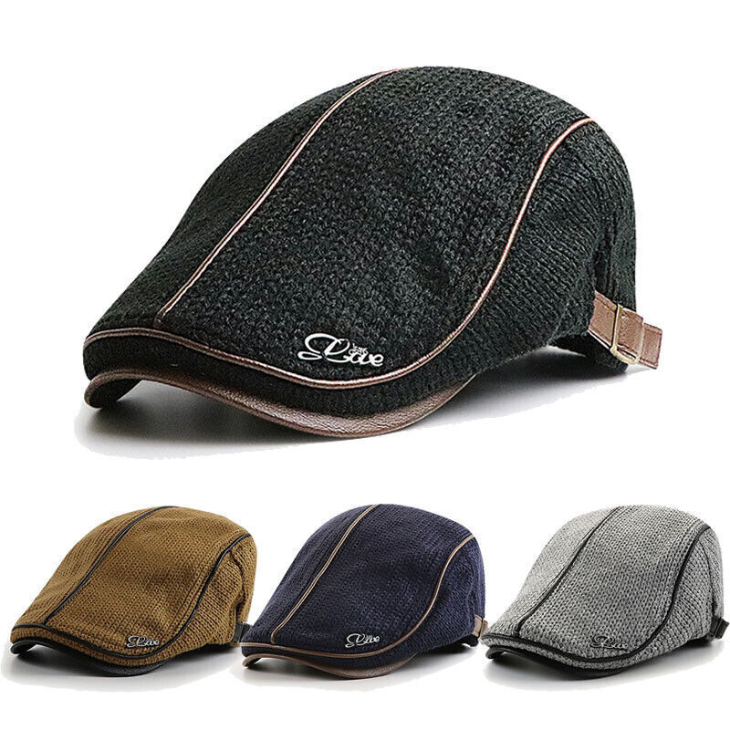 Knitted peaked cap middle-aged and elderly hats men's autumn winter ...