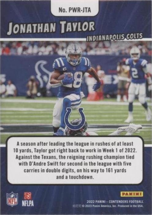 2022 Panini Contenders Jonathan Taylor #PWR-JTA for sale | eBay