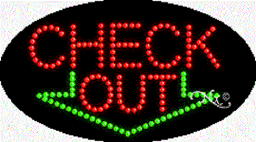 BRAND NEW “CHECK OUT" 27x15 OVAL SOLID/ANIMATED LED SIGN w/CUSTOM ...