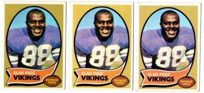 1970 Topps #59 ALAN PAGE rookie 3 card lot MINNESOTA VIKINGS Notre Dame ...