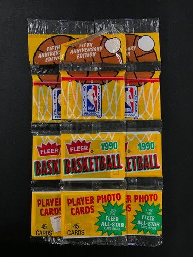 LOT of 3 1990 Fleer Basketball Rack Packs with MJ 4th Year etc MINT! NO ...