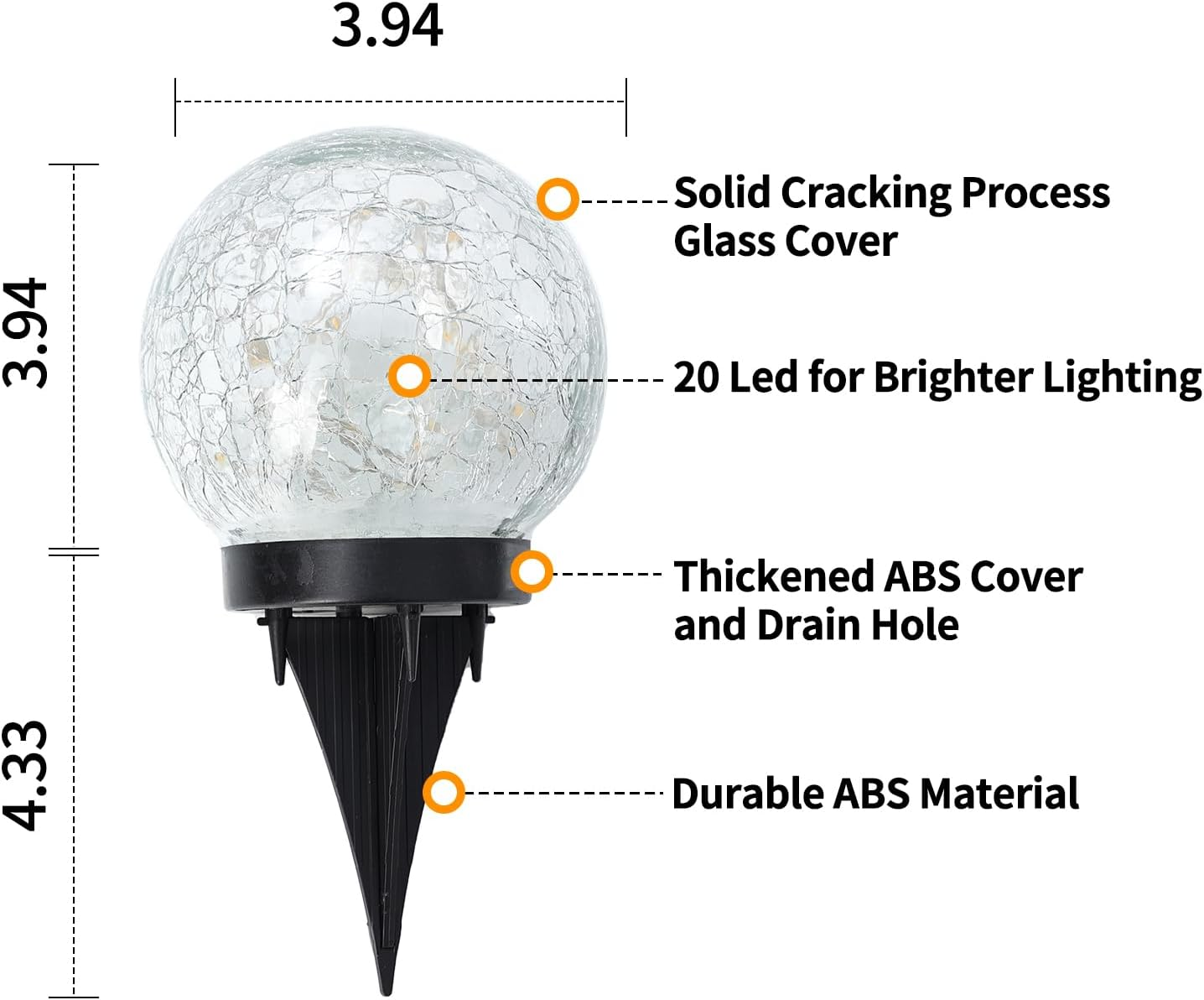 Solar Globe Lights Outdoor Waterproof-Solar Balls for Garden-Cracked ...