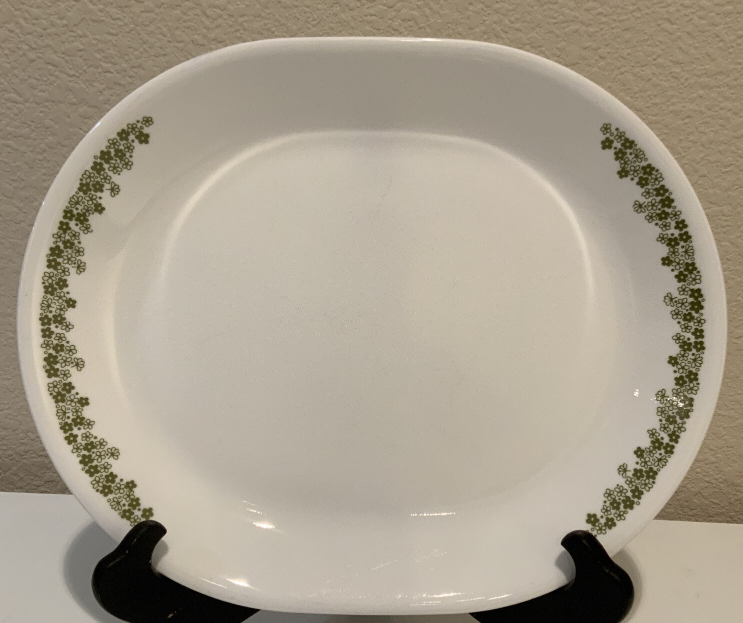 Vintage Corelle Crazy Daisy Spring Blossom Green Flower Oval Serving ...