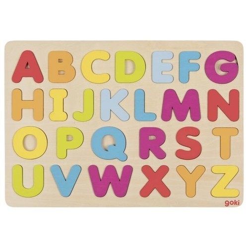 Goki ABC-Puzzle Holzpuzzle 26 Teile Buchstaben A-Z Holz-Einlegepuzzle ...
