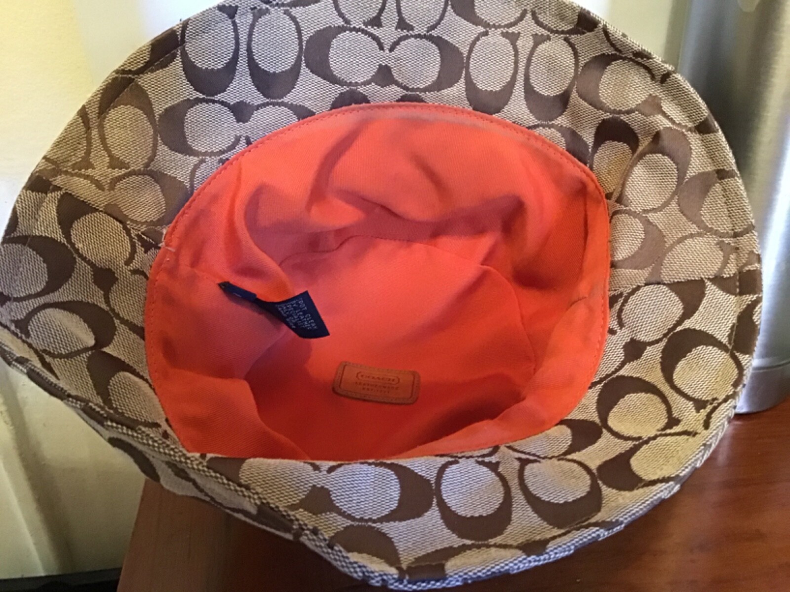 Coach Signature Monogram TAN Jacquard Bucket Hat Rain… - Gem