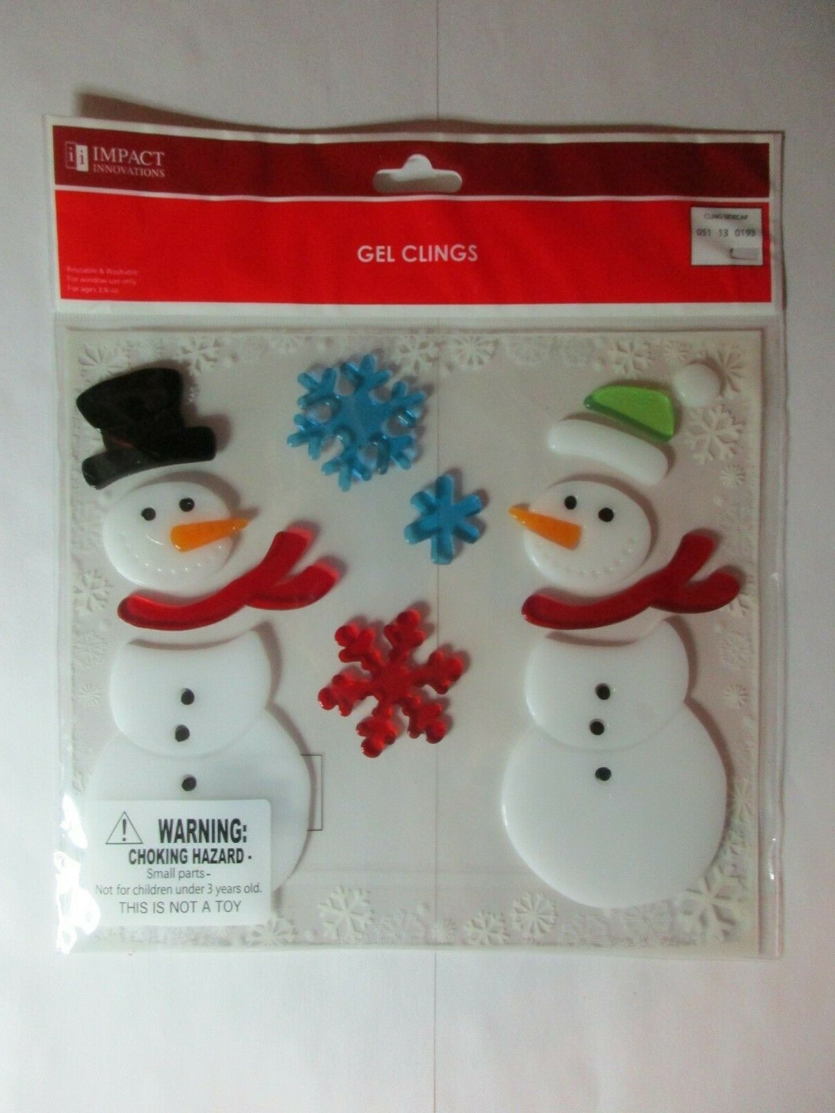 Impact Innovations Winter Christmas Gel Window Clings Snowmen | eBay