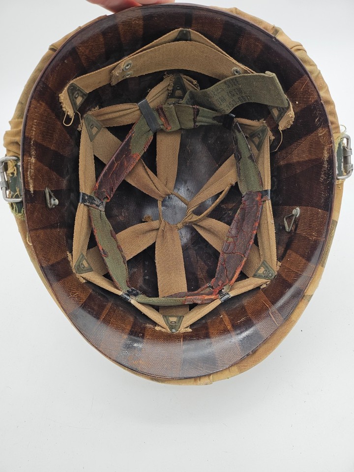 Original US Front Seam Swivel Bale USMC M1 Helmet with Mitchell Cover ...