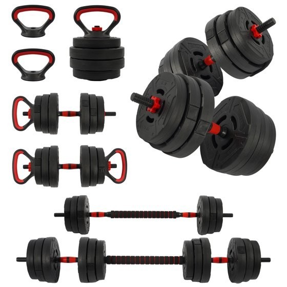 60LB 2-in-1 Portable Changeable Dumbbell and Barbell Set with ...