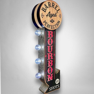 Bourbon Whiskey Barrel Aged Double Sided LED Sign W/ Vintage Arrow ...