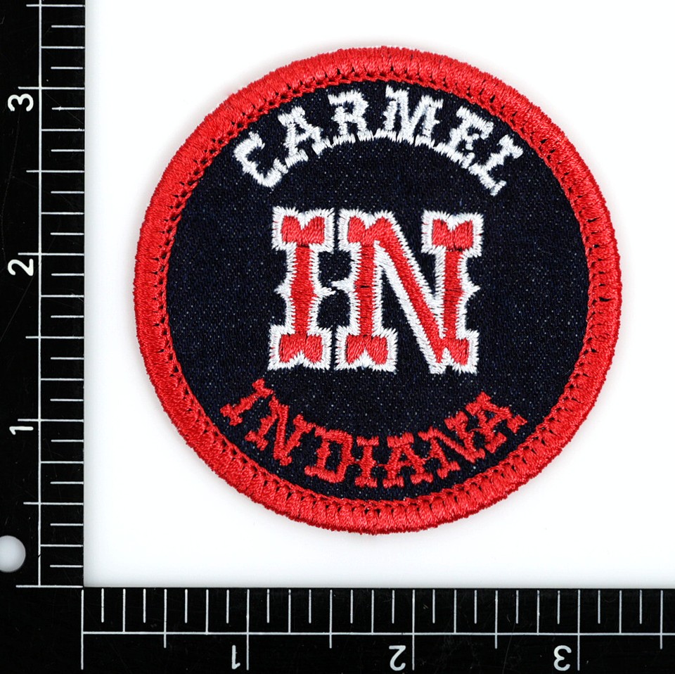Carmel Indiana Embroidered Patch Black/Red Iron-On Sew-On Backpack Hat ...