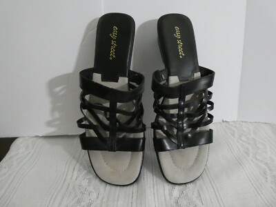 Easy Street Slide on Open Toe Sandals Women Size 12 M Black Very Light ...