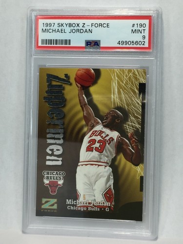 MICHAEL JORDAN 1997 Skybox Z-Force #190 ZUPERMEN PSA 9 MINT BULLS ...