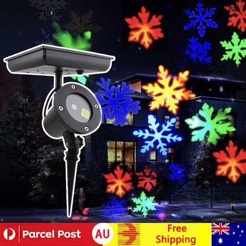 Outdoor Christmas Lights Laser Solar Power Snowflake Light Projector AU ...