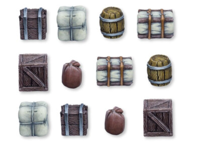 Boxes and Barrels - Set 1 (12) - Miniatures Figures RPG Tabletop Game ...
