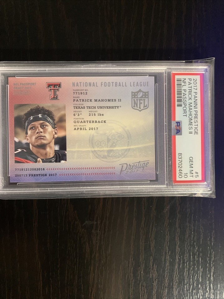 Low Pop 2017 Prestige Patrick Mahomes #5 NFL PASSPORT PSA 10 Rookie | eBay
