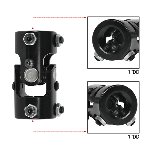 New 1" DD X 1" DD Single Steering U Joint Coupler Black Steel Universal ...