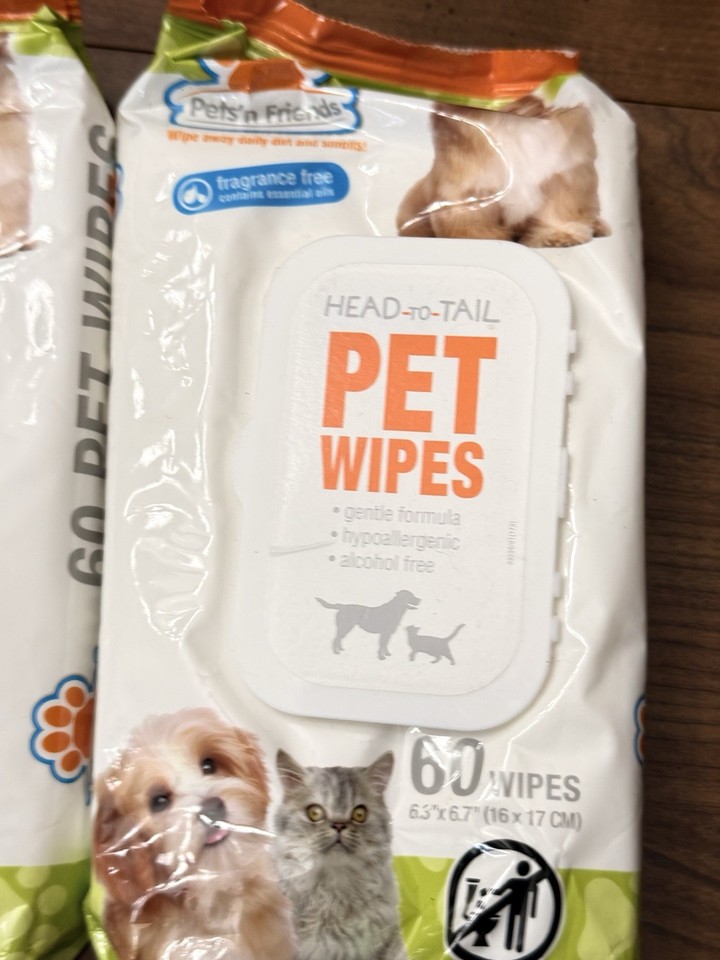 Pets' n Friends Pet Wipes, Hypoallergenic, Fragrance Free Dog and Cat ...