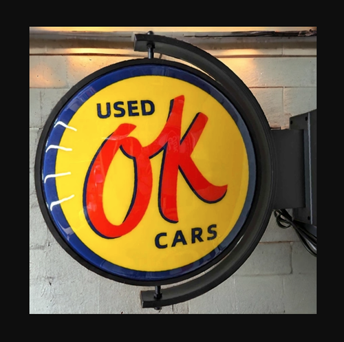 OK LED Rotating Sign / OK Used Vintage Car Signs / Petroliana Petro ...