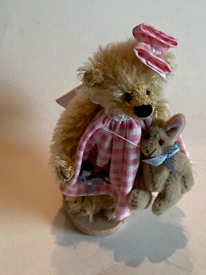 DEB CANHAM “MARGARET ROSE” BLOND MOHAIR MINI BEAR HOLDING TINY RABBIT 4 ...