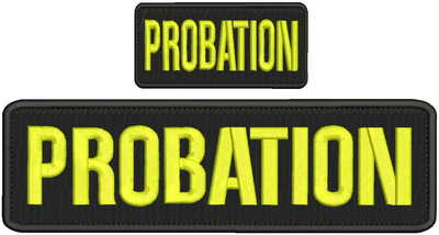PROBATION embroidery patches 3x10 and 2X4 hook yellow | eBay