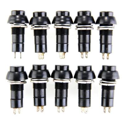 10x On/Off Push Button Bolt-On Switch Black Button Push-To-Make Self ...