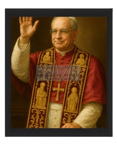 POPE LEO XIV ROBERT FRANCIS PREVOST CATHOLIC PAINTING AI 8X10 FRAMED ...