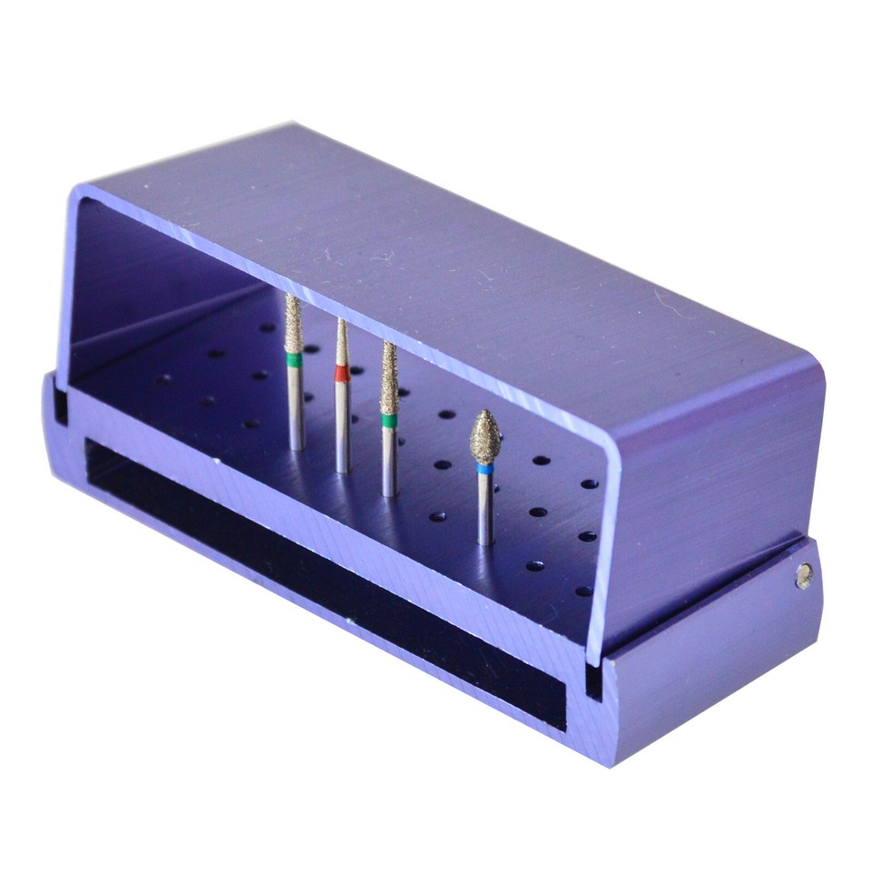 ALUMINIUM Dental Burs Holder Block Disinfection Box Autoclave 30 Holes ...