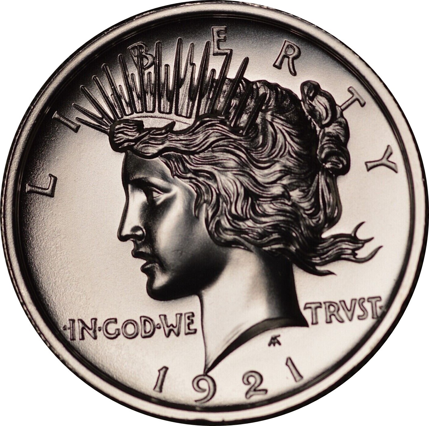 1921 PEACE DOLLAR HIGH RELIEF .999 SILVER PROOF-LIKE GEM - INTAGLIO ...