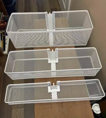 Elfa Mesh White Utility Baskets Container Store Elfa Door and Wall Rack ...