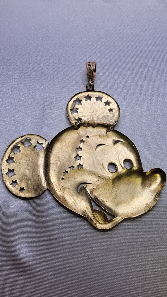 Very Large 10K 417AV Yellow Gold Mickey Mouse Diamond Cut Pendant | eBay