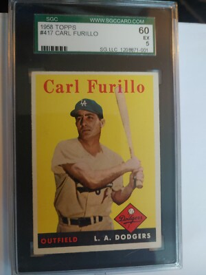 1958 Topps Carl Furillo #417 LA Los Angeles Dodgers SGC 60 EX 5 ...