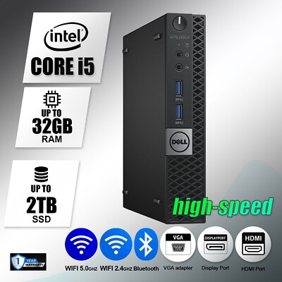 DELL Micro Desktop PC Computer i5, Up to 32GB RAM, 2TB SSD, Windows 10/ ...