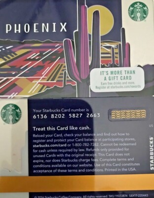 NEW 2016 STARBUCKS PHOENIX GIFT CARD #6136 NO VALUE MINT | eBay