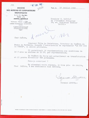 EI11-L.TAPUSCRITE-SIGNÉE-SUZANNE ARNOUX-[CONTRESIGNÉE PAR FRANÇOIS ...
